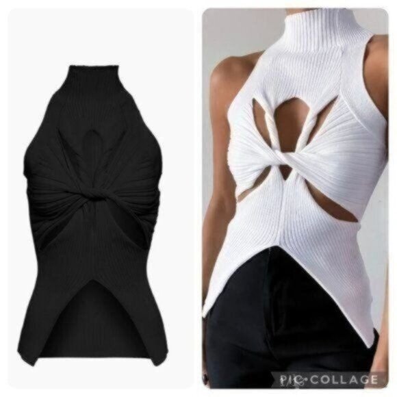 Commense | Tops | Commense Black Twist Front Mock Neck Sweater Size ...